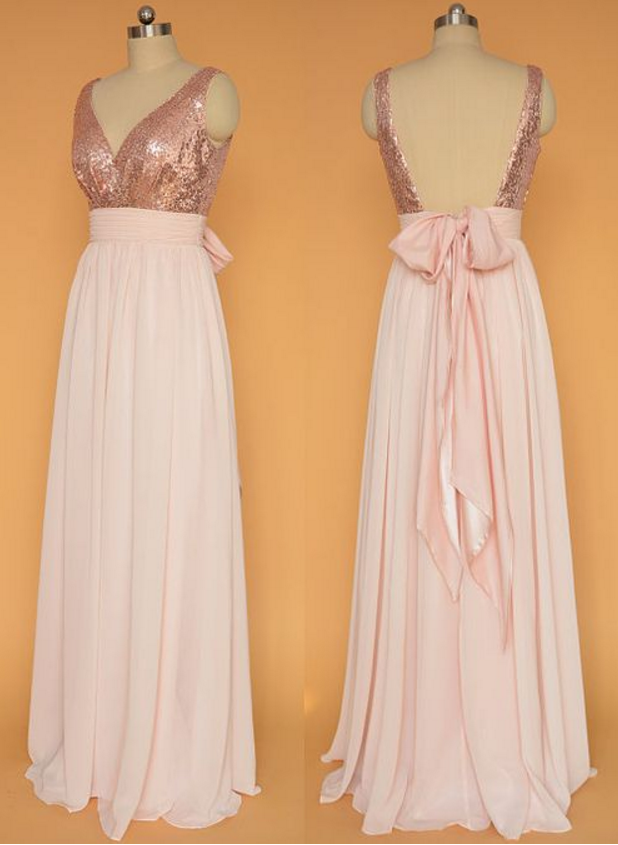 Open V Back Formal Dress With Sequin Bodice on Luulla