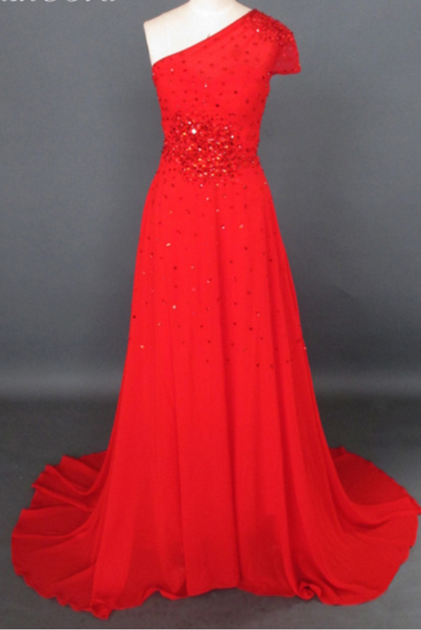 Red Chiffon Prom Dresses Simple Evening Dress on Luulla