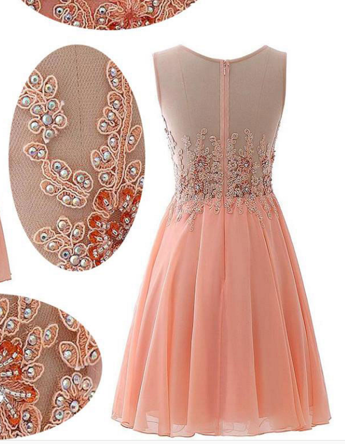 Homecoming Dresses Pink Princess A Line Applique Beautiful Home Dress ...