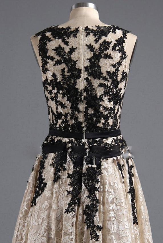 Black Lace Round Neck Simple Short Dress,short Formal Dresses For Teens ...