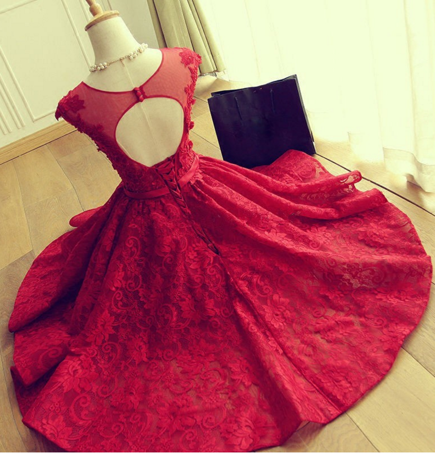 Short Prom Dress , Red Prom Dress , O Neck Prom Dress , Short Prom ...