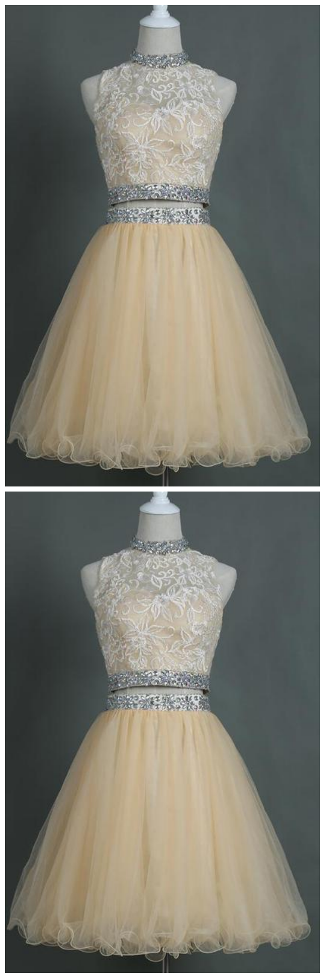 Two Piece High Neck Homecoming Dresses Short Prom Dresses on Luulla