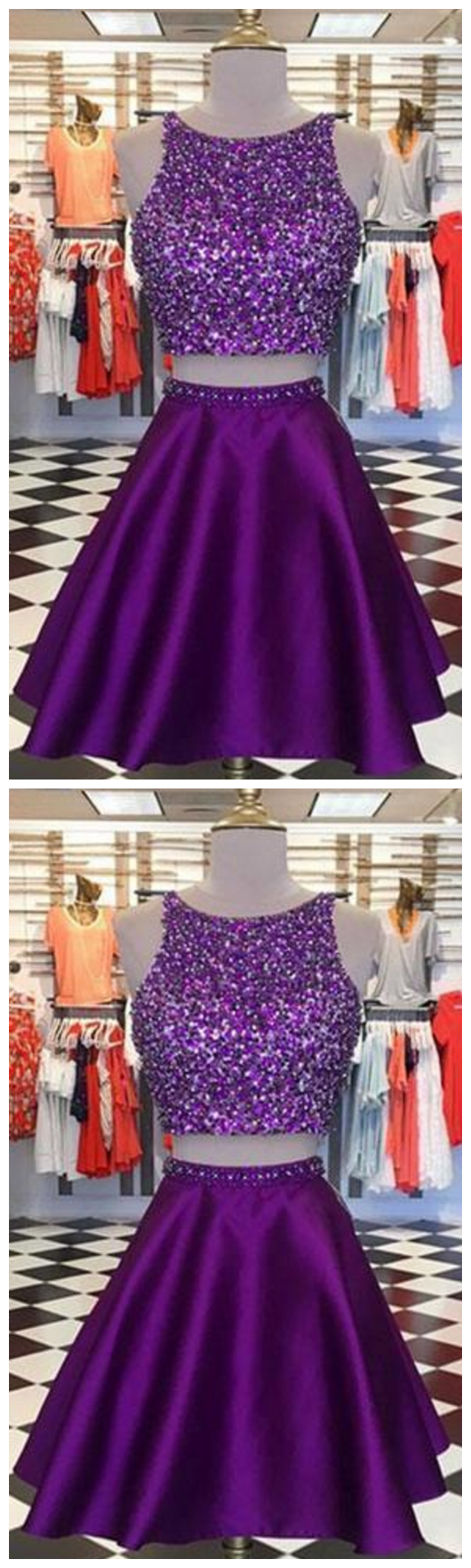 2 Pieces Short Homecoming Dress Custom Made Cute Short Cocktail Party ...