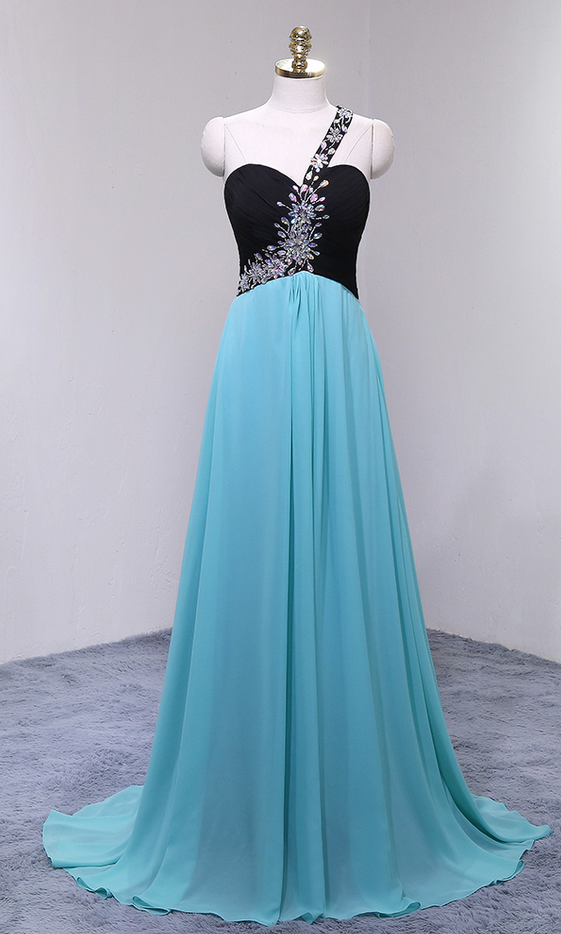 Long Chiffon Prom Dresses Featuring Sweetheart Neckline And One ...