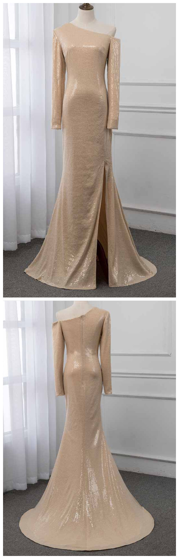 Ruby Outfit 2020 One Shoulder Long Sleeve Prom Dresses Formal Evening ...