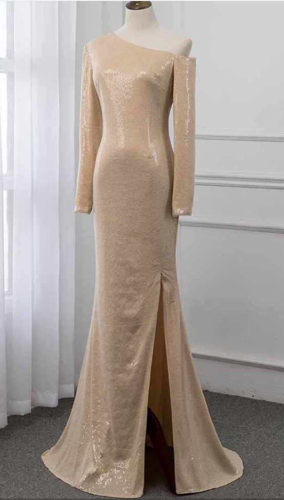 Ruby Outfit 2020 One Shoulder Long Sleeve Prom Dresses Formal Evening ...