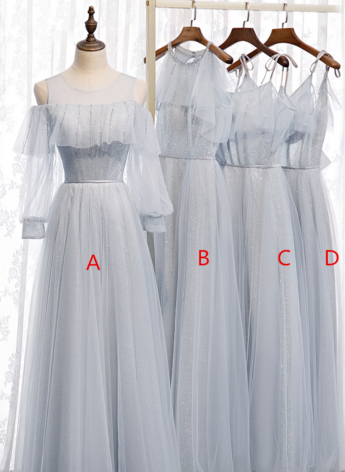 A Line Tulle Long Prom Dress Bridesmaid Dress on Luulla