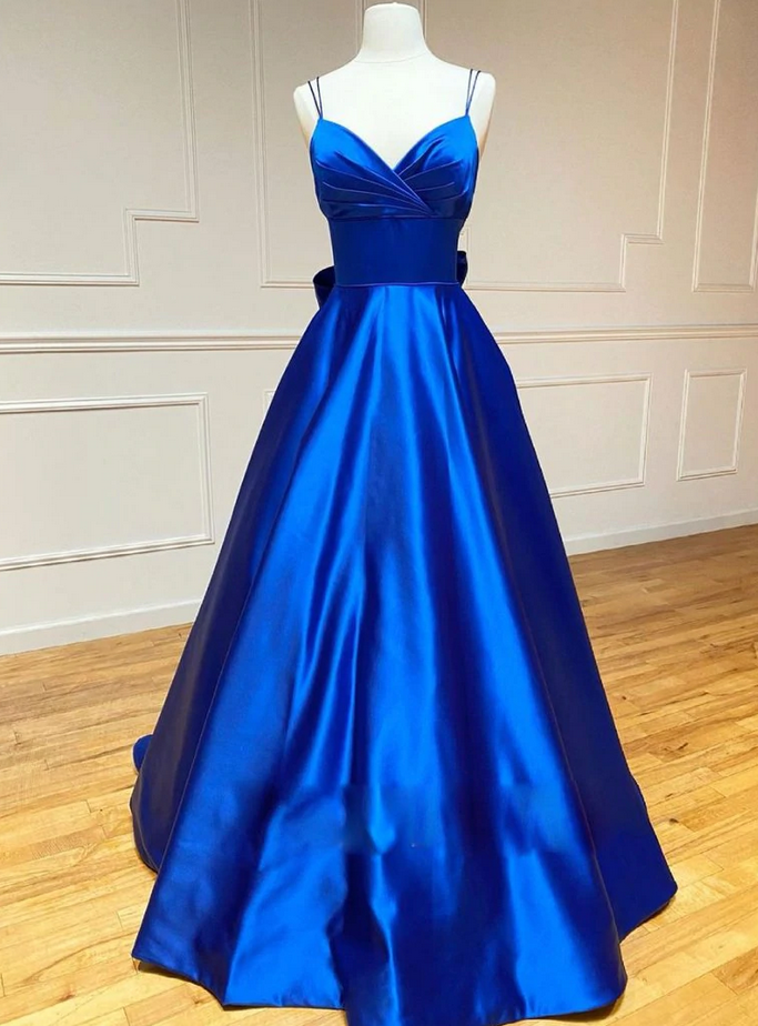 Prom Dresses,v Neck Satin Long Prom Dress, Evening Dress on Luulla