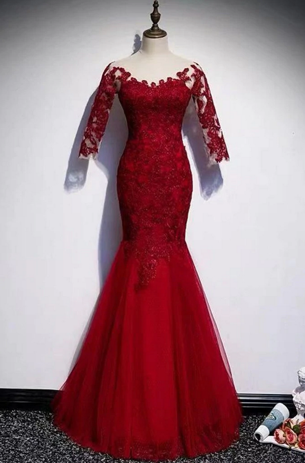 Prom Dresses,mermaid Lace Long Prom Dress, Mermaid Lace Formal Dress ...