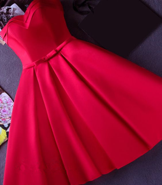 Berry Short Satin Semi Formal Dress on Luulla
