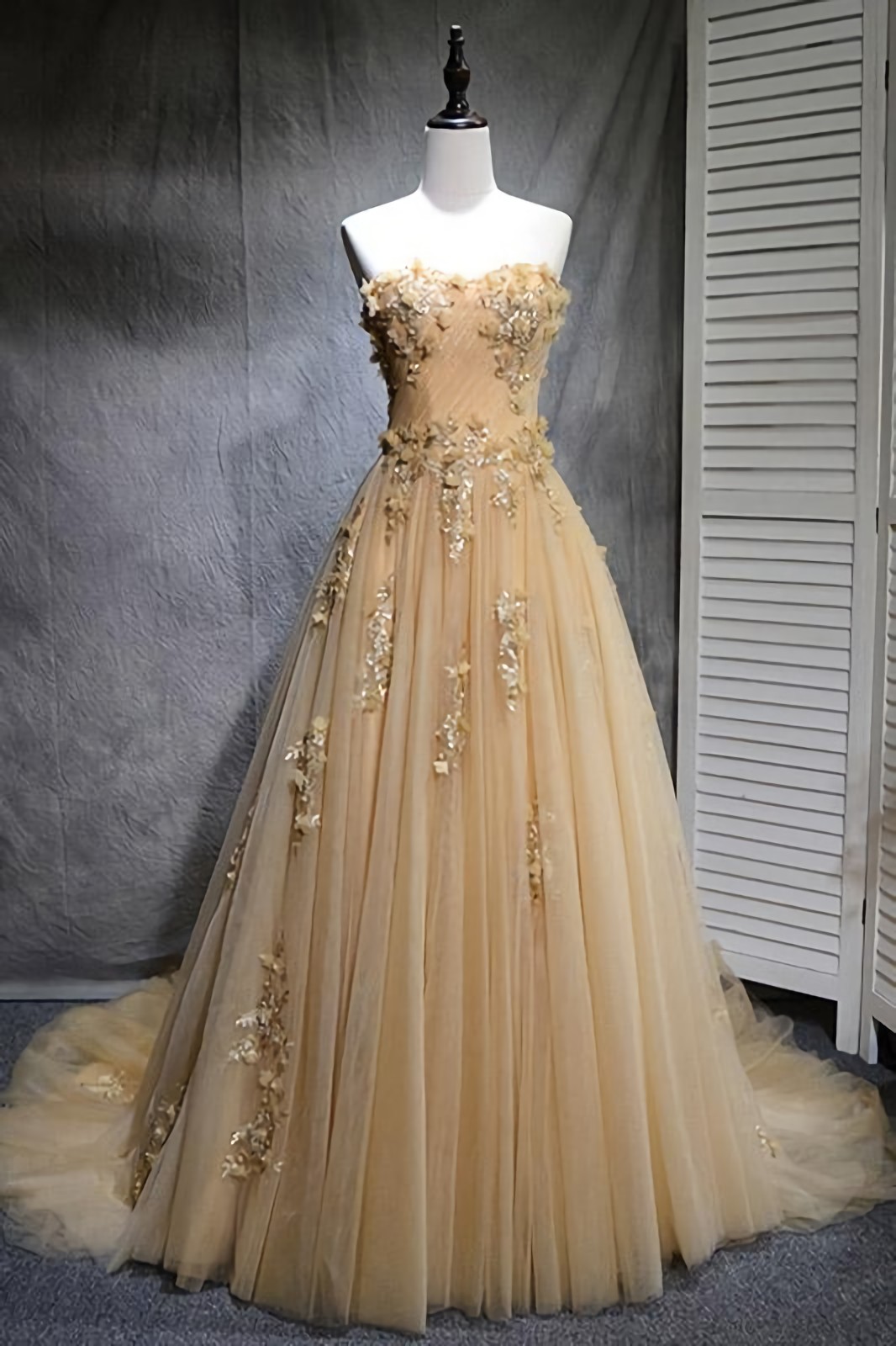 Elegant Sweetheart Tulle Lace Formal Prom Dress, Beautiful Long Prom ...