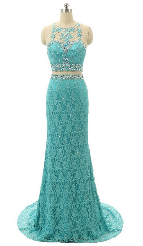Elegant Beaded Lace Mermaid Formal Prom Dress, Beautiful Prom Dress ...