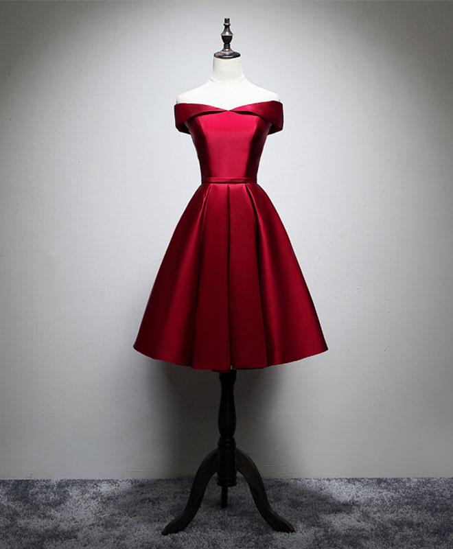 Elegant Simple Off Shoulder Satin Homecoming Dress, Beautiful Short ...