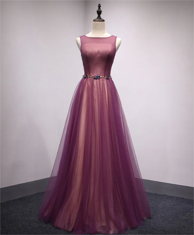 Prom Dresses,simple Round Neck Tulle Long Prom Dress, Formal Dress on ...