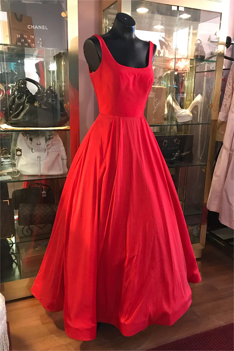 Simple Red Tea Length Prom Dress 2025, Red Evening Dress on Luulla