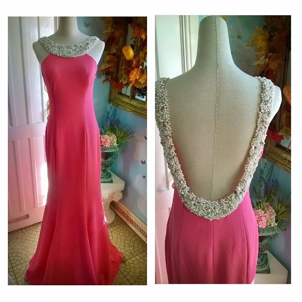 Pink Backless Prom Dresses,open Back Prom Gowns, Pink Prom Dresses ...