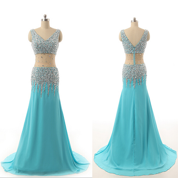 Backless Prom Dresses,blue Prom Dress,open Backs Prom Gown,open Back ...