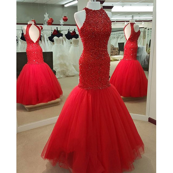 Red Prom Dresses,sparkle Evening Dress,beaded Prom Dresses,red Prom ...