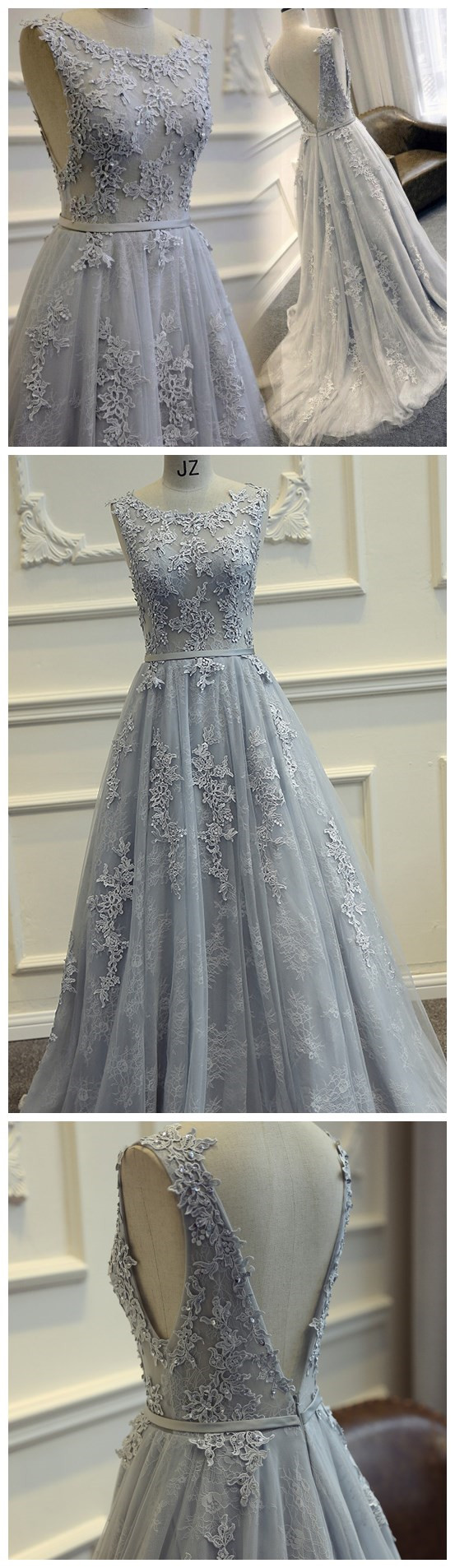 Gray Long Prom Dress,high Quality Prom Dress,prom Dress 2017,lace ...