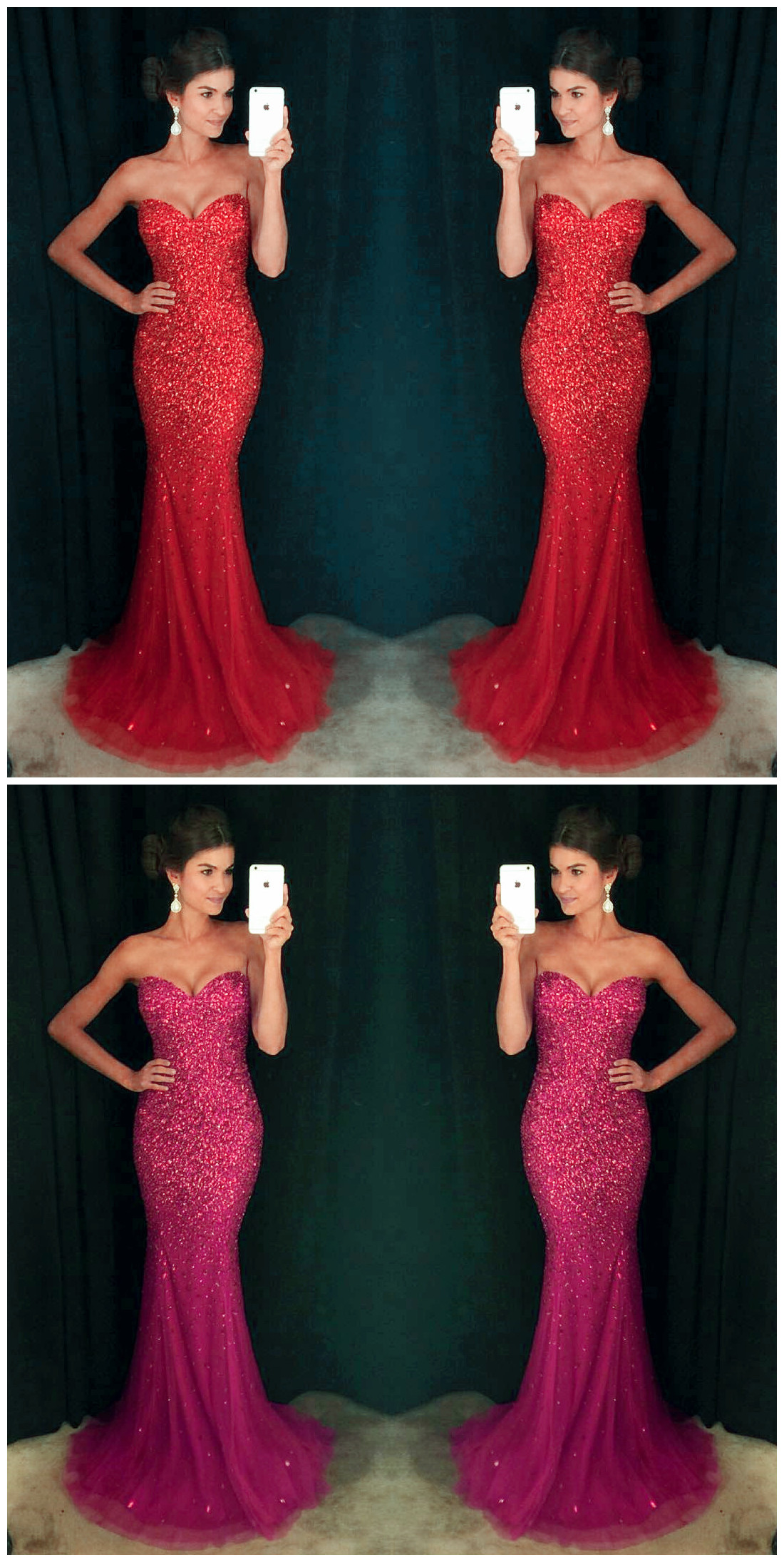 Red Prom Dresses,Prom Dress,Red Prom Gown,Tulle Prom Gowns,Elegant ...