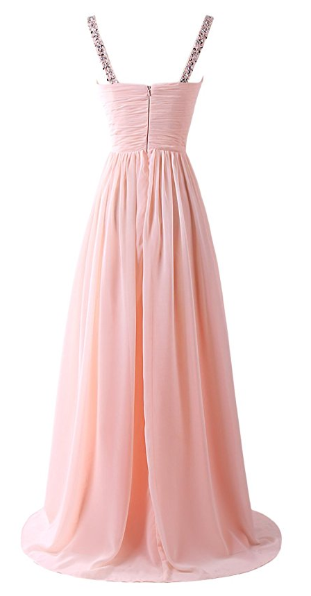 Long Prom Dress Ruched Chiffon Bridesmaid Evening Gowm With Beads on Luulla