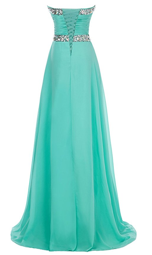Long Chiffon Prom Dress 2017 Evening Gown Crystal Beaded on Luulla